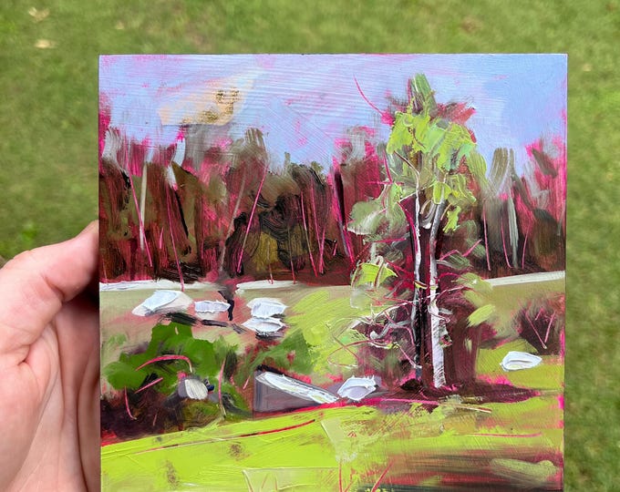 6x6 Original Square Oil Painting of Duke Gardens Plein Air Painting on ...