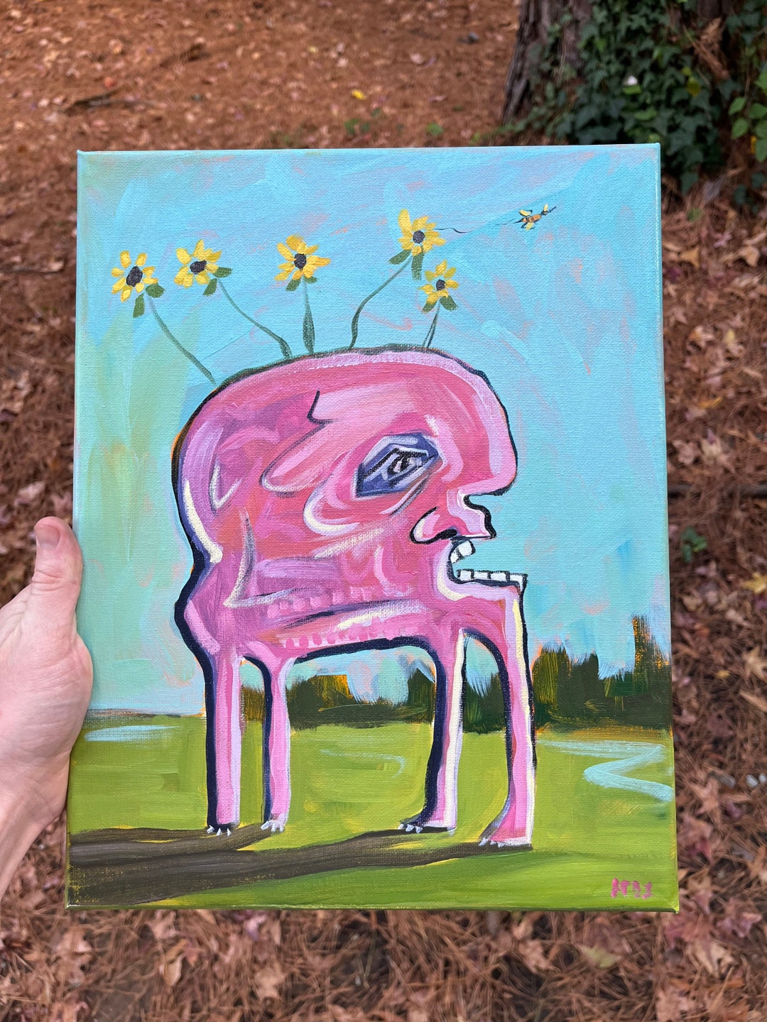 11”x14” Strange Surrealism Creature Landscape Abstract Pareidolia Art ...