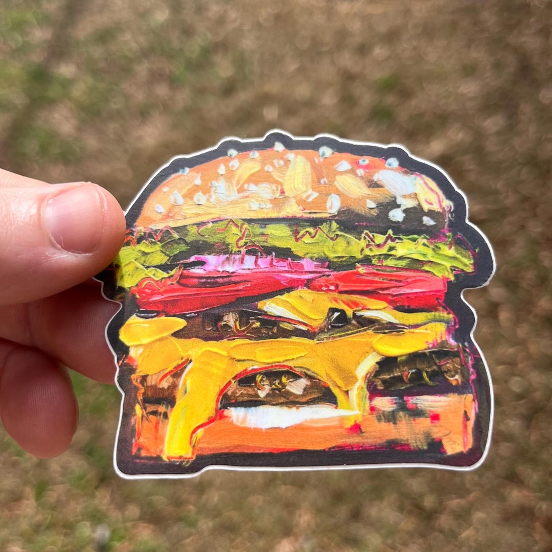 Colorful Cheeseburger Vinyl Sticker: Waterproof Laptop Decal - Etsy