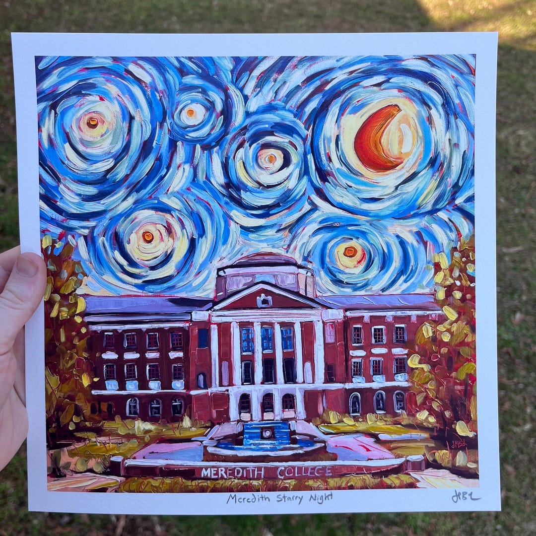 Meredith College Starry Night Print: Raleigh NC Archival Art - Etsy