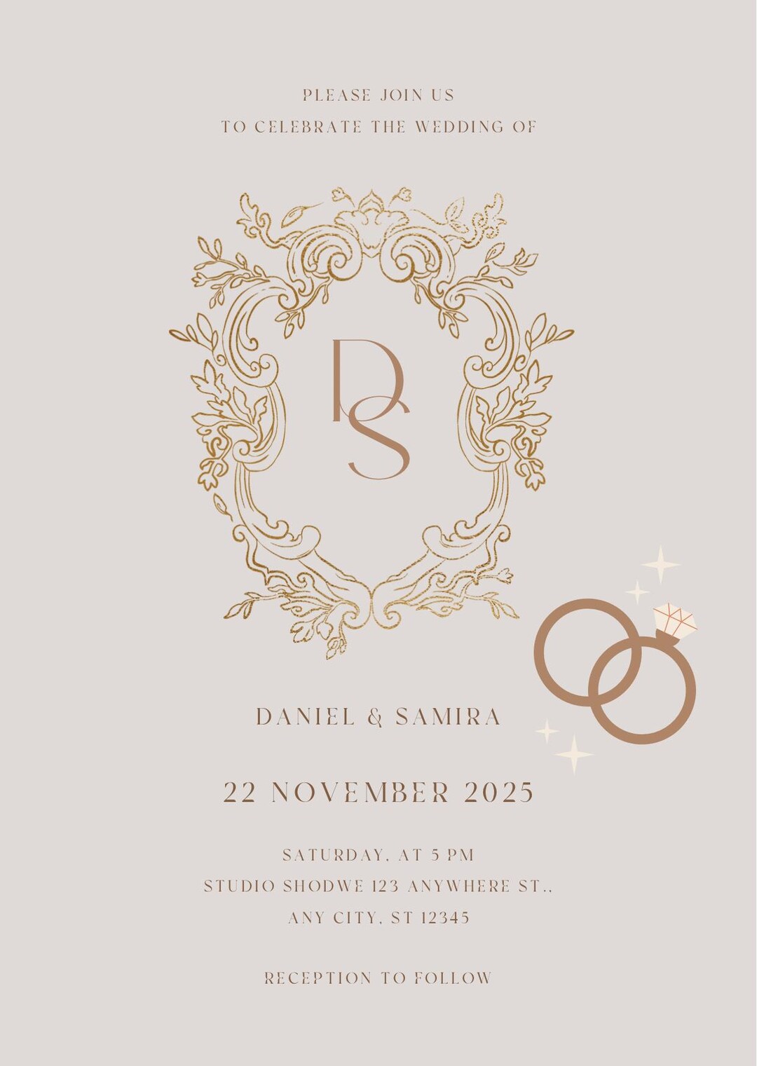 Wedding Card Digital Template - Etsy
