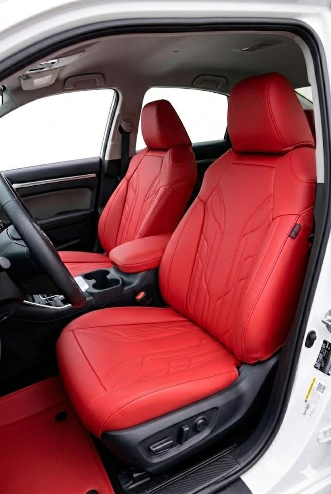 Custom Red Leather Car Seat Covers, 5-seater, Waterproof - Etsy