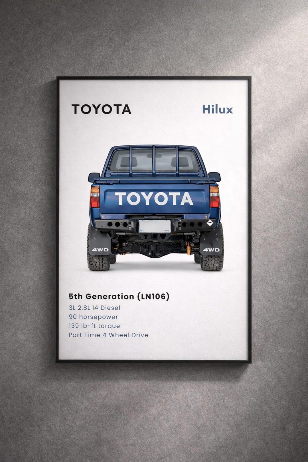 Toyota Hilux Print | Off-road Truck Poster | 4x4 Wall Art | Digital ...