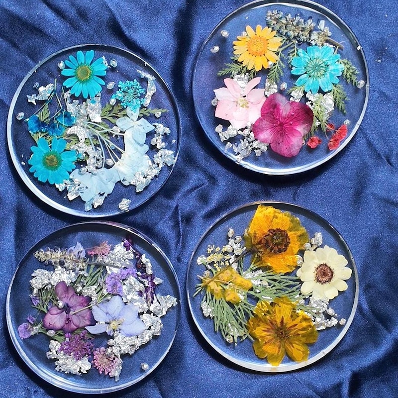 Resin Silver Coasters - Etsy