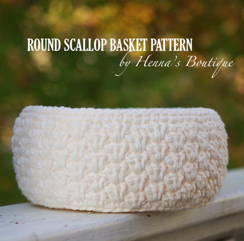 Crochet Basket Pattern Round Scallop Basket PDF - Etsy