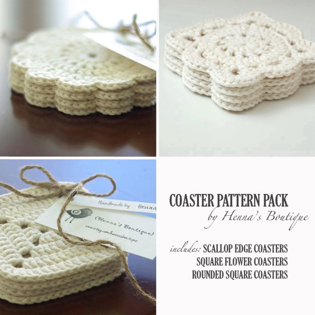 Crochet Pattern Pack - 3 Crochet Coasters - PDF - Etsy