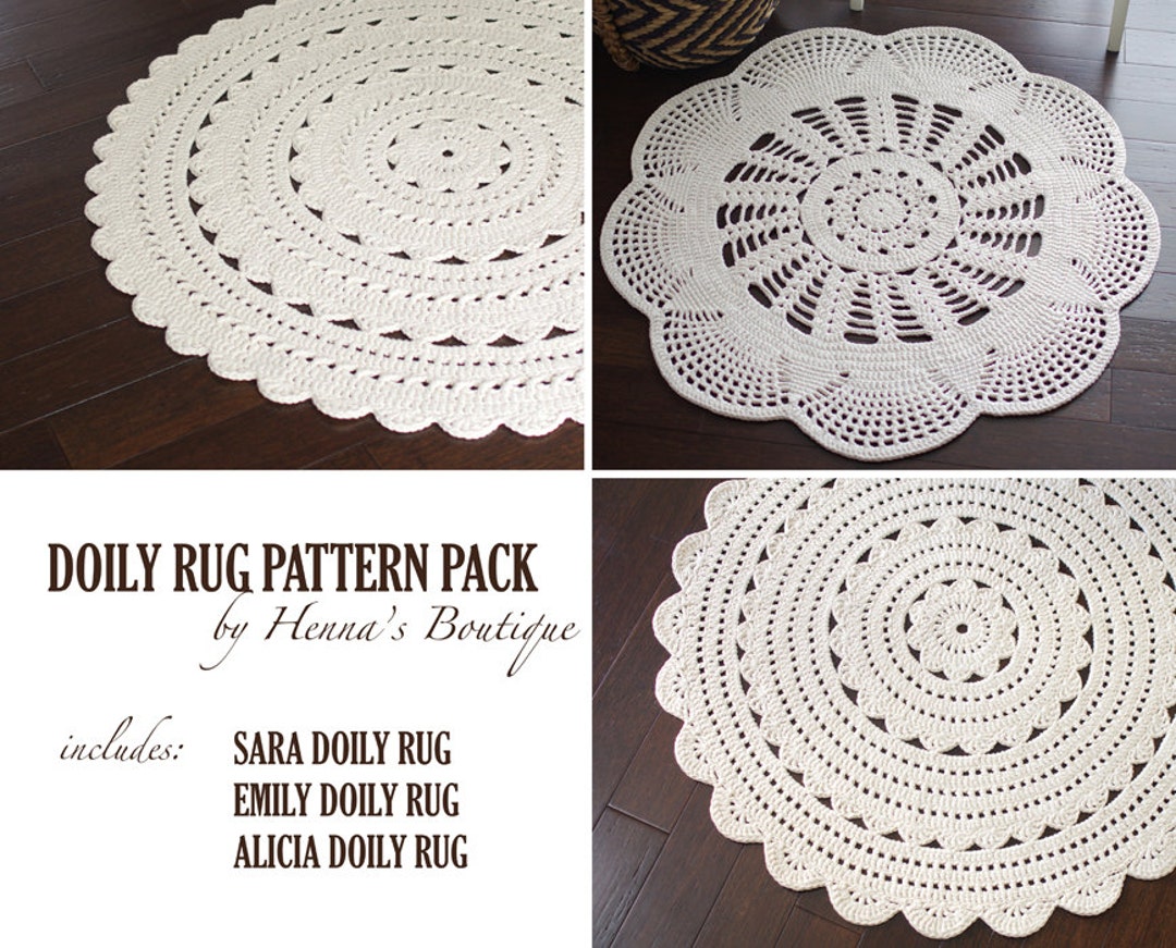 Crochet Doily Rug Pattern Pack - Three Doily Rugs - PDF - Etsy