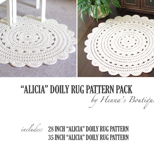 Crochet Doily Rug Pattern Pack Three Doily Rugs PDF - Etsy