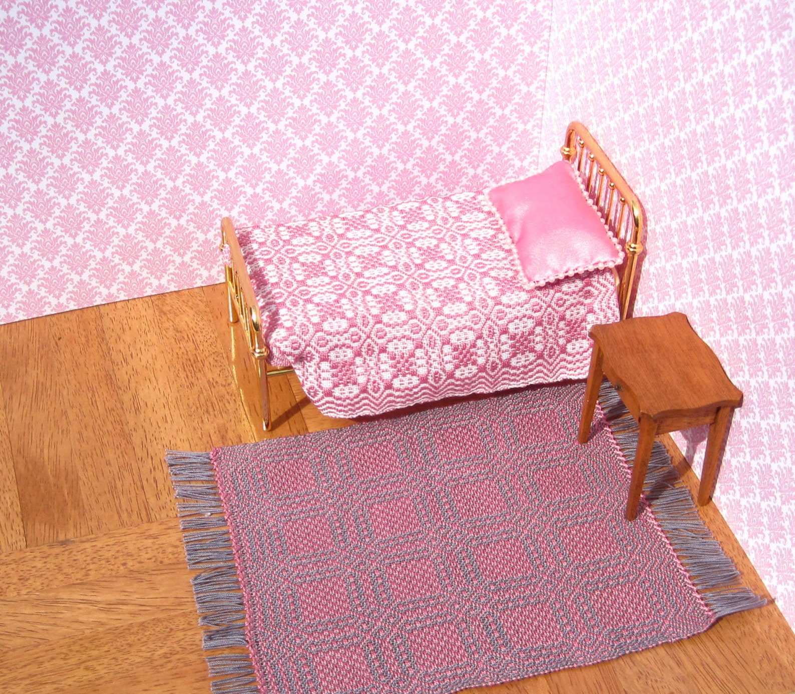 Dollhouse Rug Miniature Handwoven Area Rug Miniature Pink - Etsy