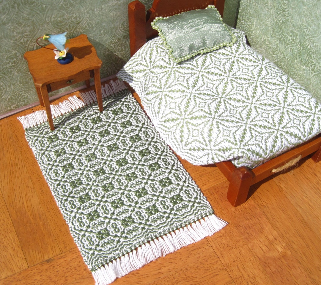 Dollhouse Rug, Miniature Handwoven Area Rug, Miniature Persian Green ...