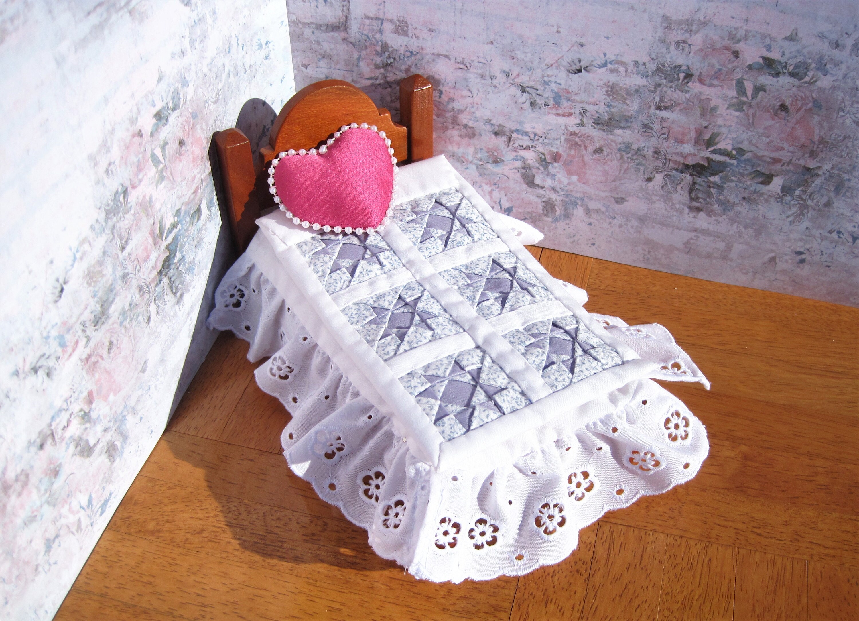 Dollhouse Counterpane, Dollhouse Bedding, Miniature Lavender Blanket ...