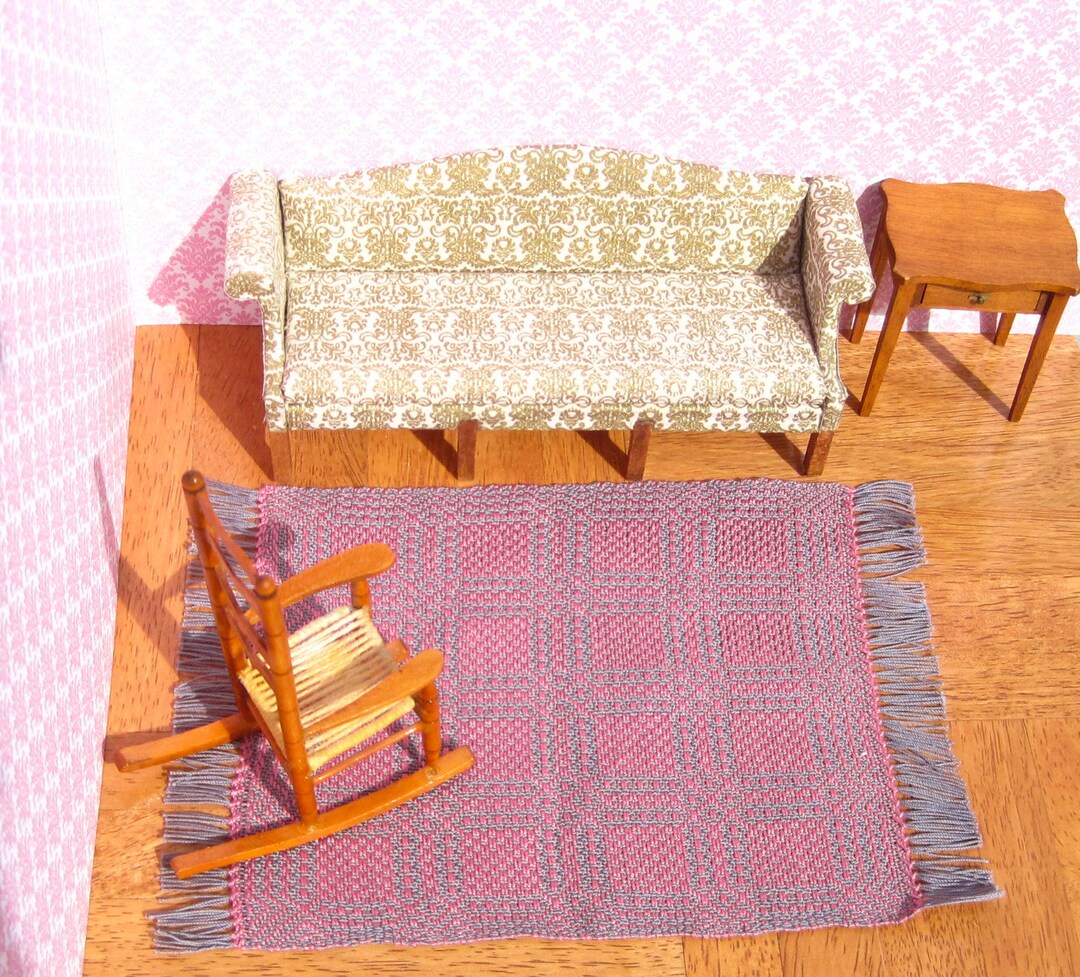 Dollhouse Rug Miniature Handwoven Area Rug Miniature Pink - Etsy