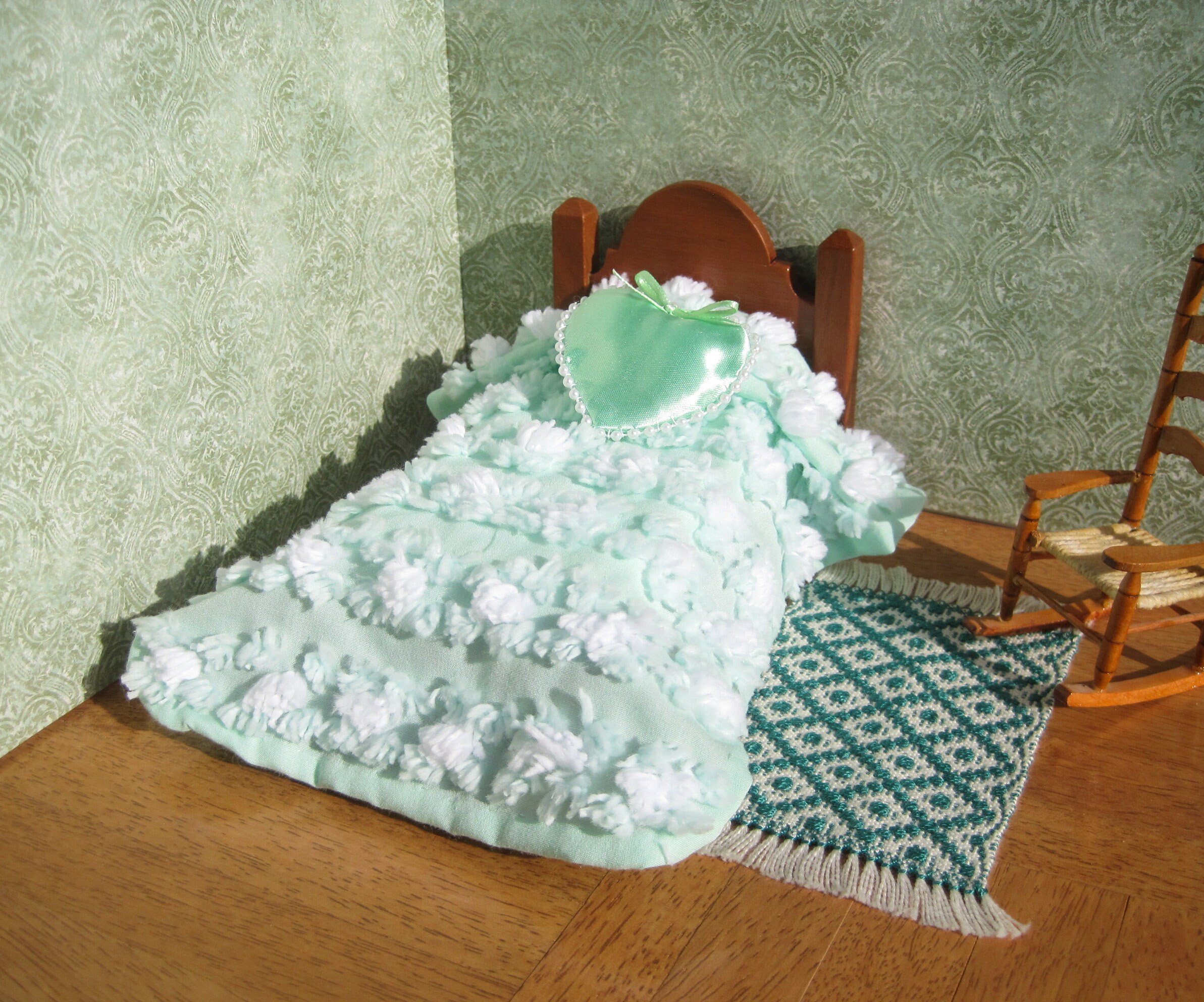 Dollhouse Chenille Bedspread, Bedspread for 12th Scale Twin Size Bed ...