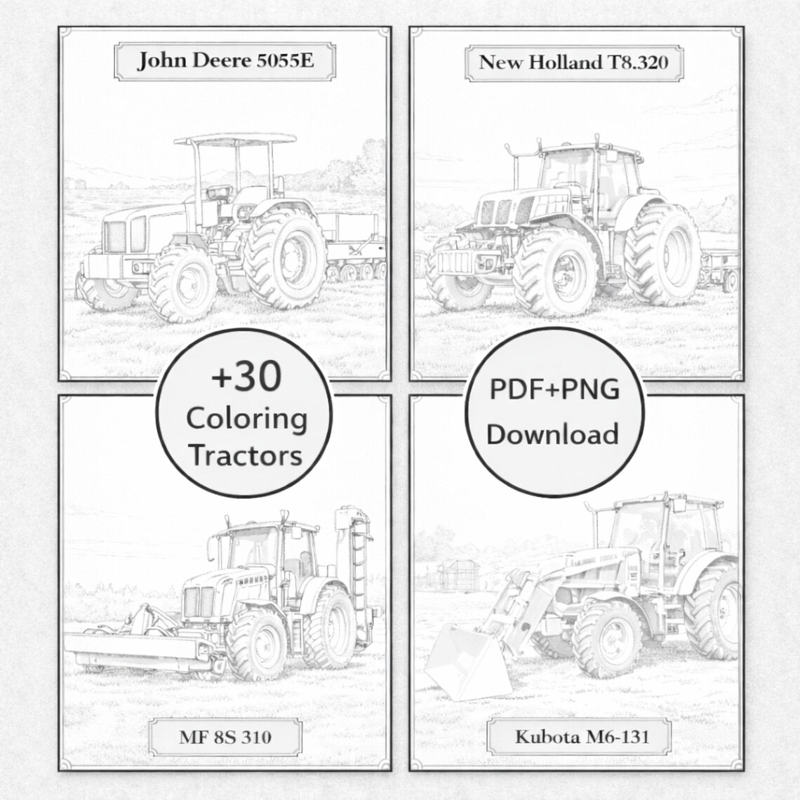 Iconic Farm Tractors Coloring Book - Etsy