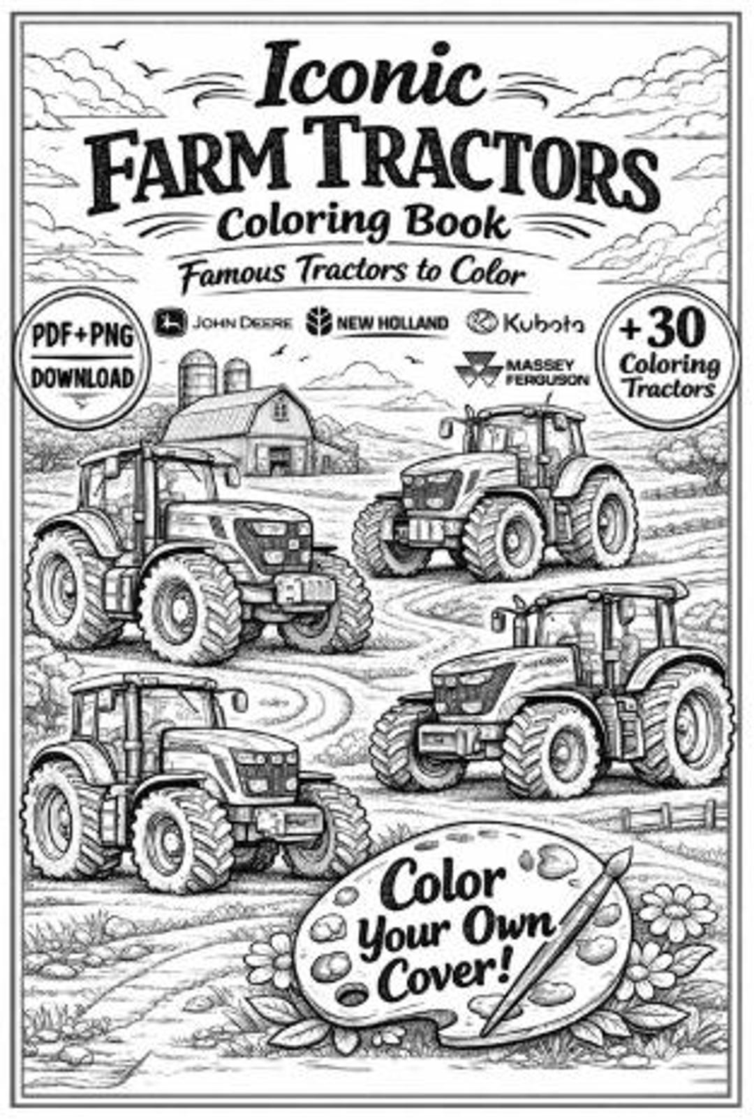 Iconic Farm Tractors Coloring Book - Etsy