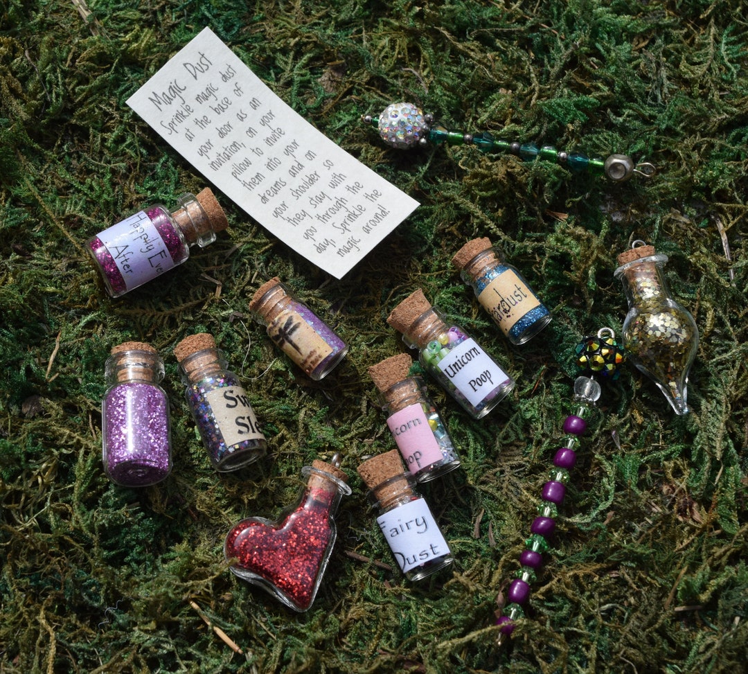 Five Fairy Dust Bottles With a Wand, Fairy Core, Cosplay, Fairy Door ...