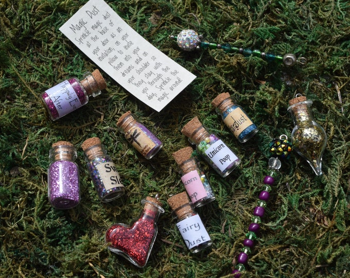 Five Fairy Dust Bottles With a Wand, Fairy Core, Cosplay, Fairy Door ...