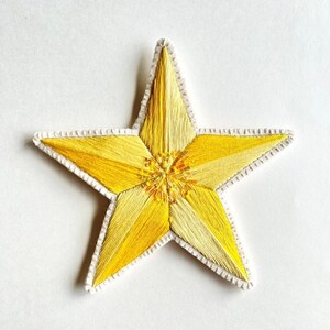 Christmas Tree Star Topper Hand Embroidered in Yellow Threads - Etsy