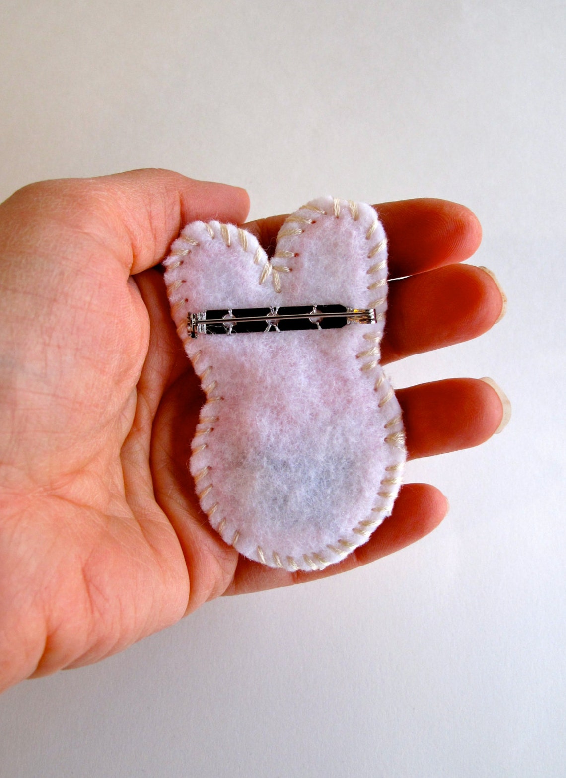 Easter Bunny Brooch Hand Embroidered Jewelry in Pink and Black - Etsy