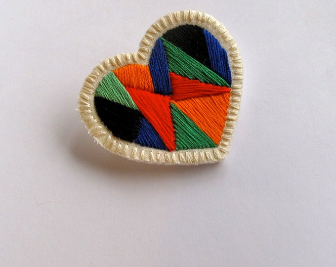 Mini Geometric Heart Pin With Green Orange Black Blue and Red ...