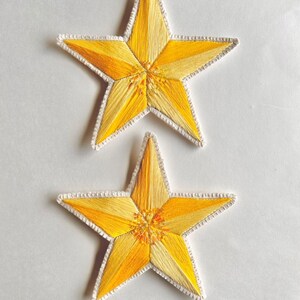 Christmas Tree Star Topper Hand Embroidered in Yellow Threads - Etsy