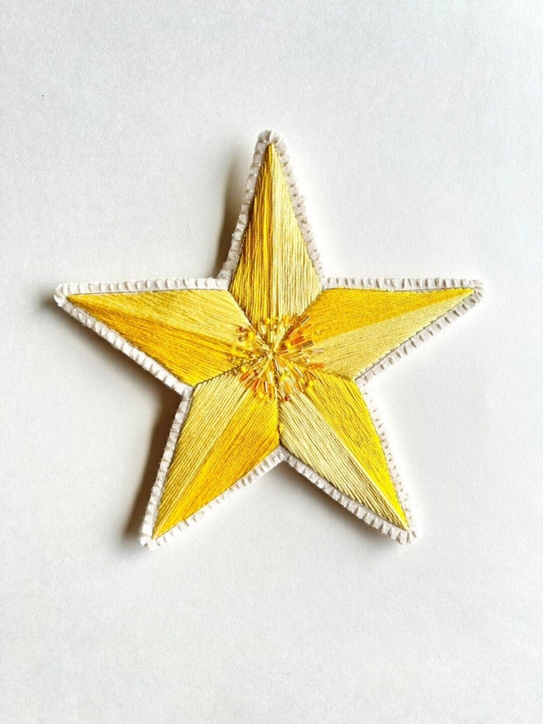 Christmas Tree Star Topper Hand Embroidered in Yellow Threads - Etsy