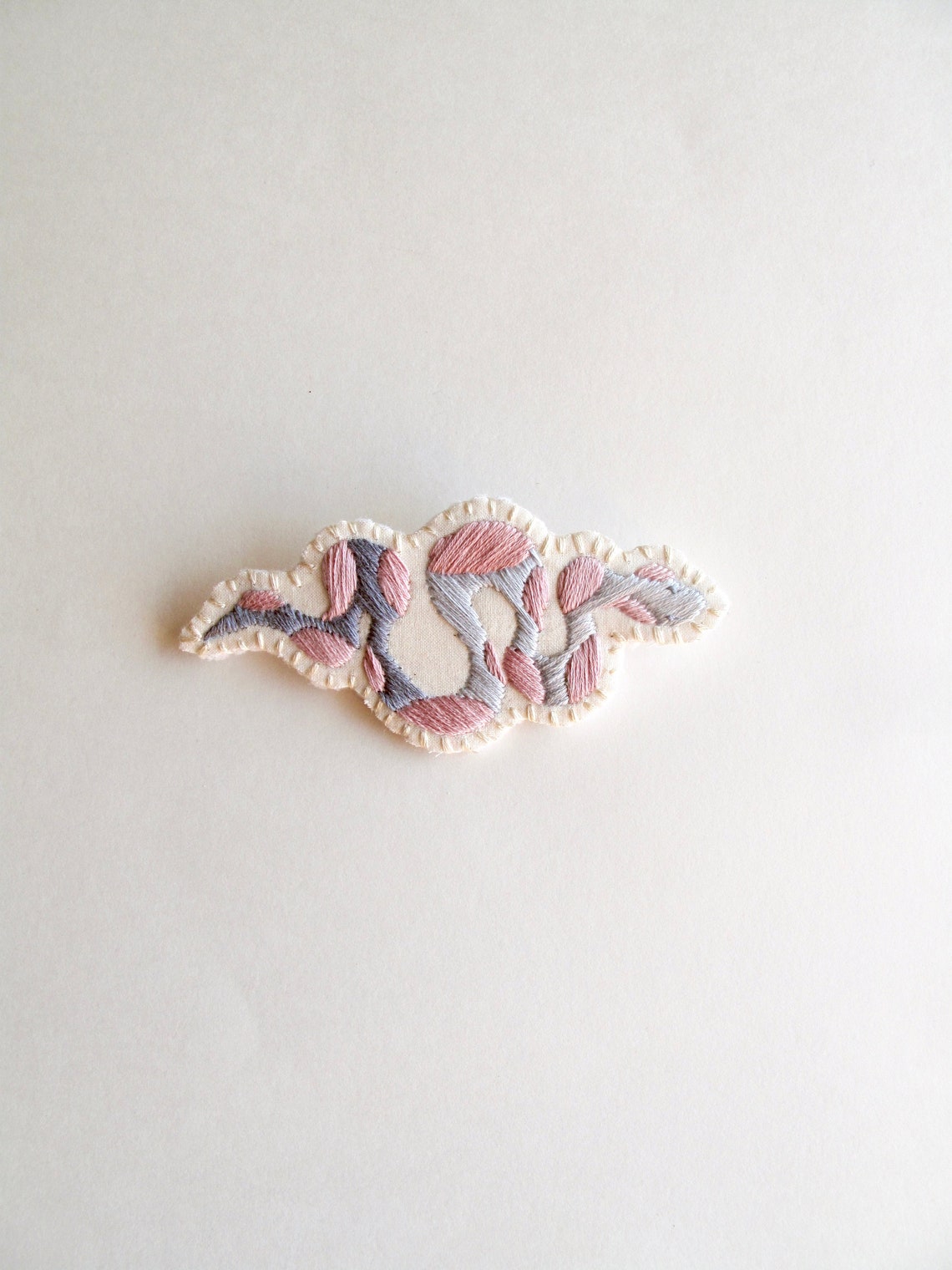 Hand Embroidered Snake Brooch in Various Gray and Pink Colors - Etsy