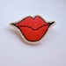 Smiling Lips Brooch Hand Embroidered Red With Black Outline on - Etsy