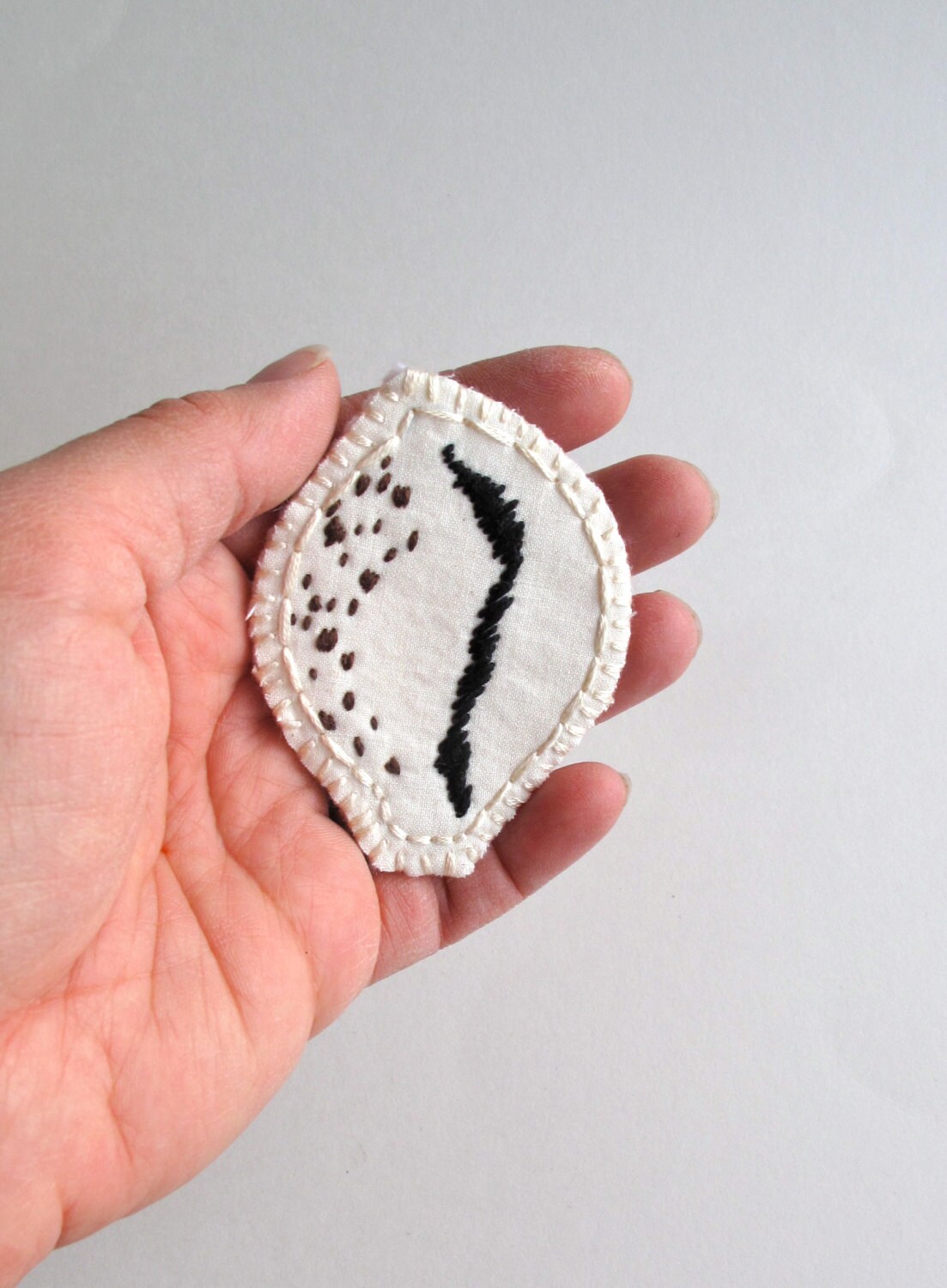 Cowrie Shell Brooch Hand Embroidered on Cream Muslin With | Etsy
