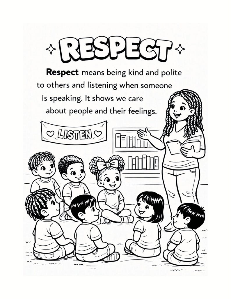 Children Core Value Coloring Pages. Character Building Printable ...