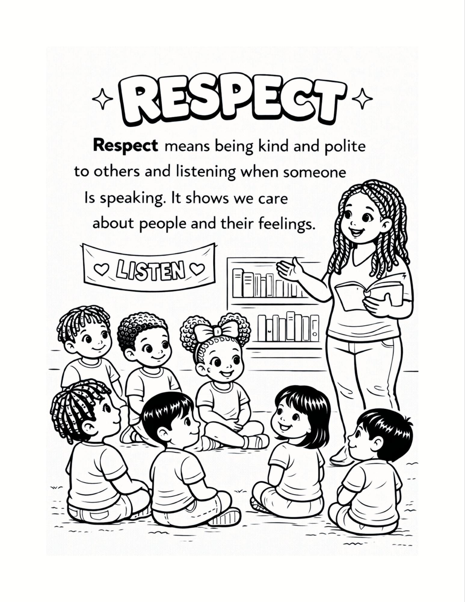 Children Core Value Coloring Pages. Character Building Printable ...