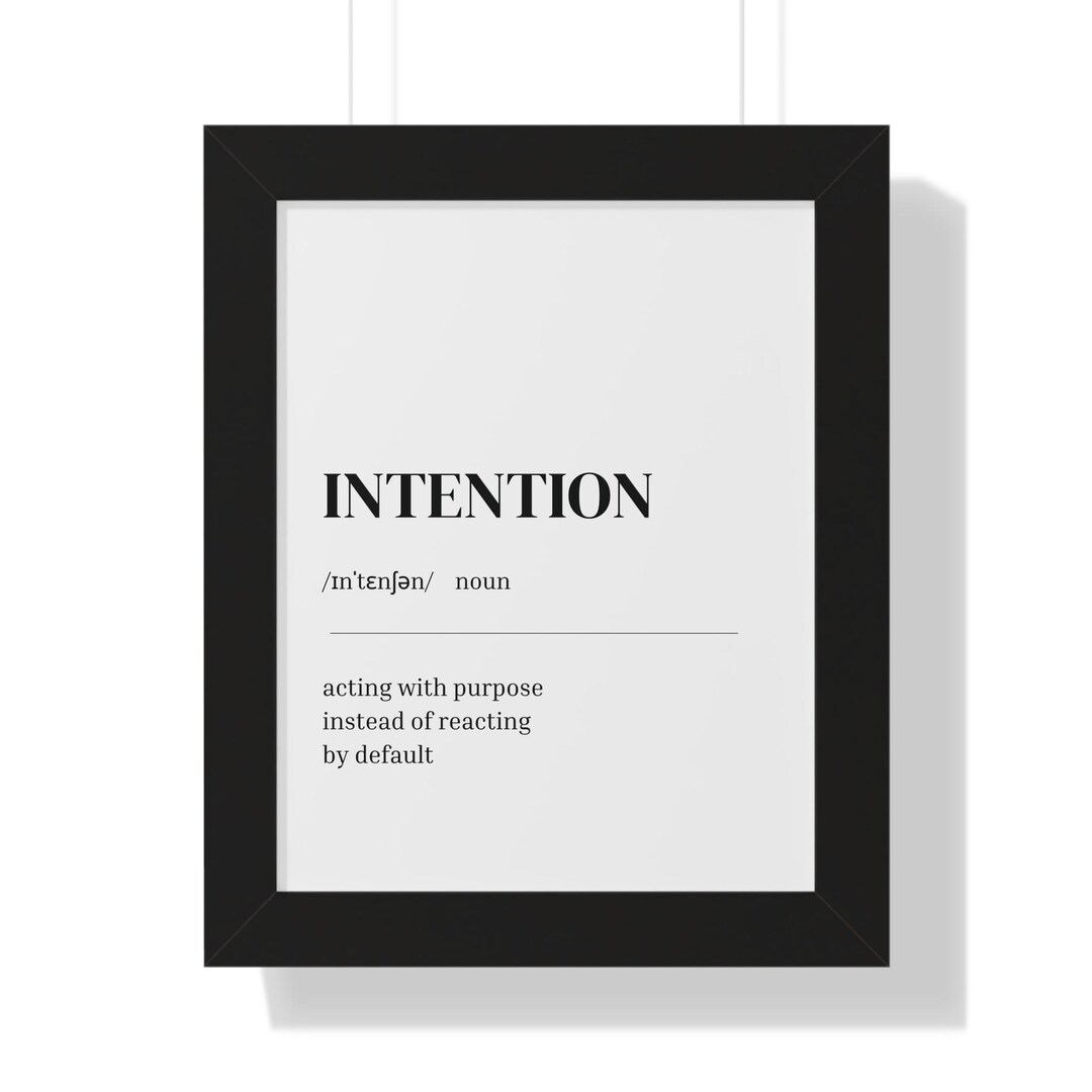 Intention Definition Poster | Minimalist Typography Wall Art | Framed ...