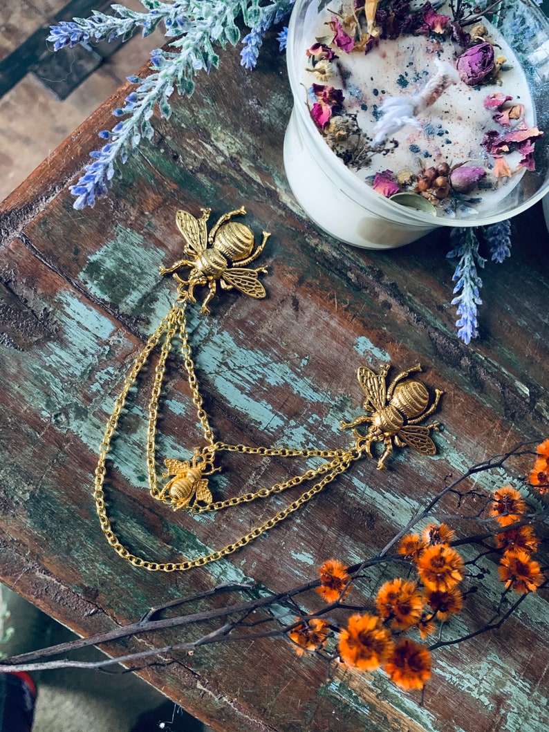Gold Color Insect Bug Bee Collar Brooch Collar Chain - Etsy