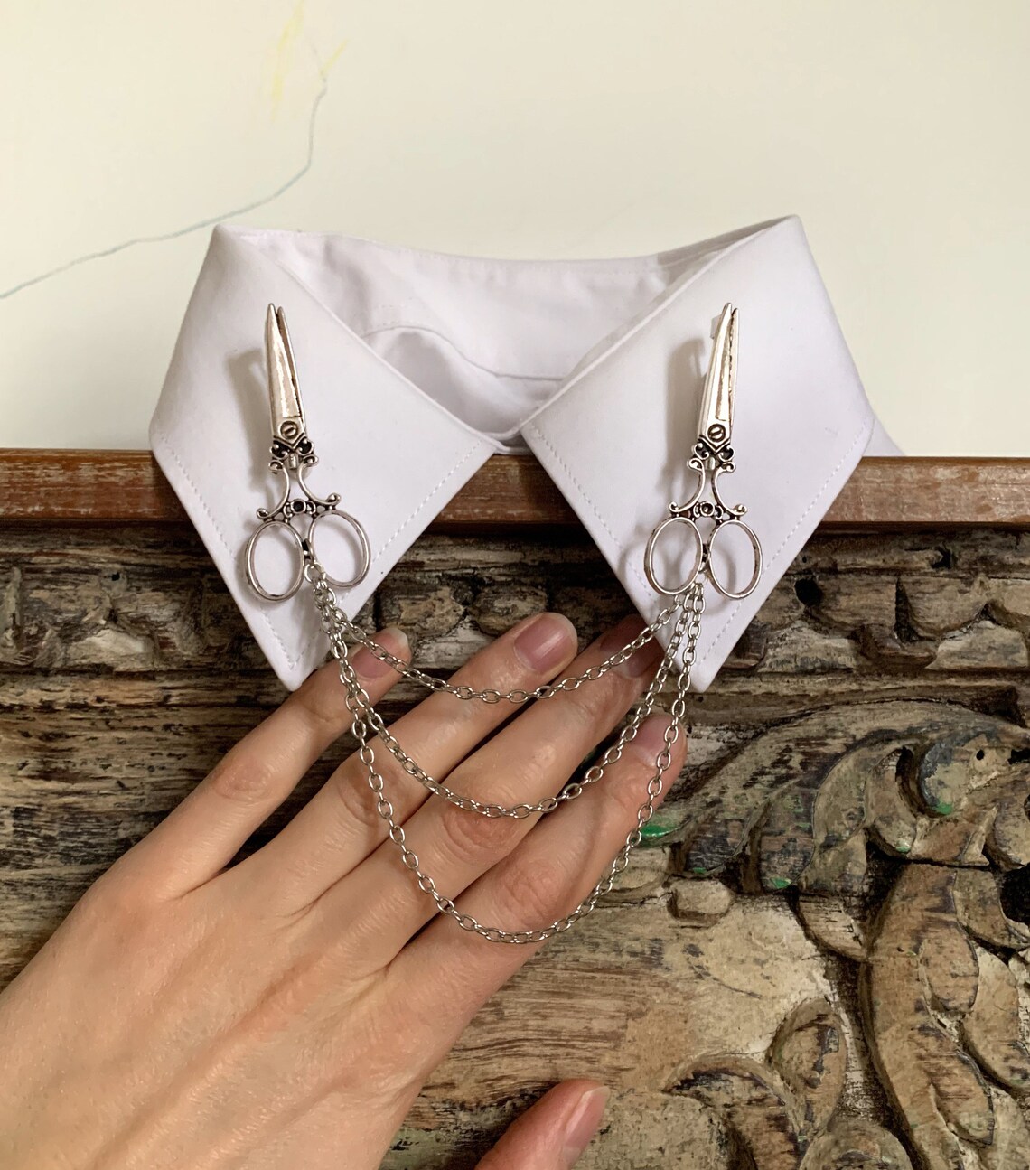 Victorian Scissors Collar Brooch in Silver Color Collar Pin | Etsy