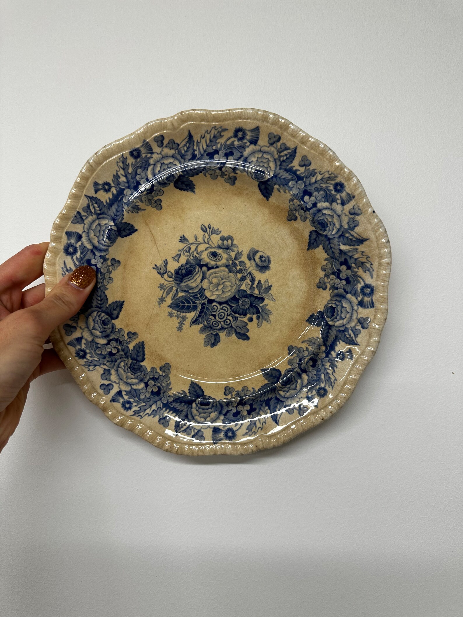 Spode Imperial Dining Plate With Blue Roses 1825 Antique Collection ...