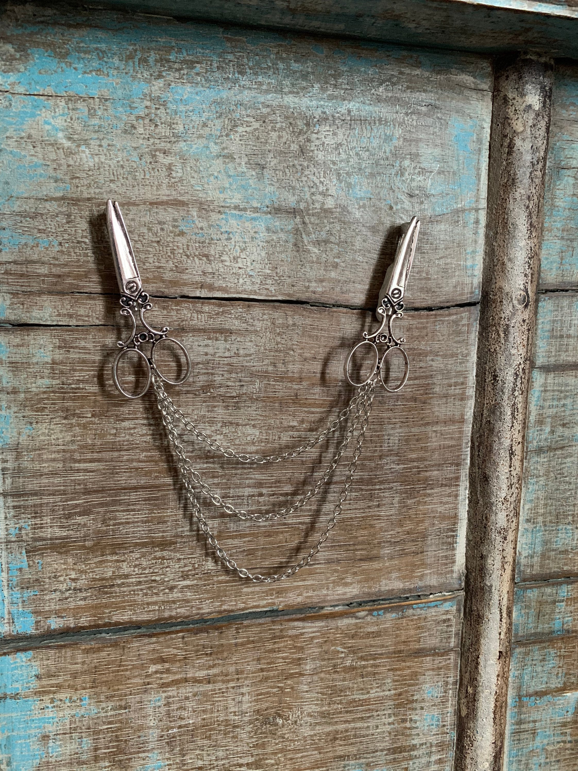 Victorian Scissors Collar Brooch in Silver Color Collar Pin | Etsy