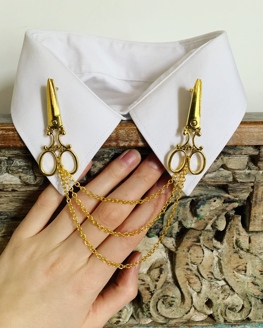 Victorian Scissors Collar Brooch in Gold Color, Collar Pin, Lapel Pin ...