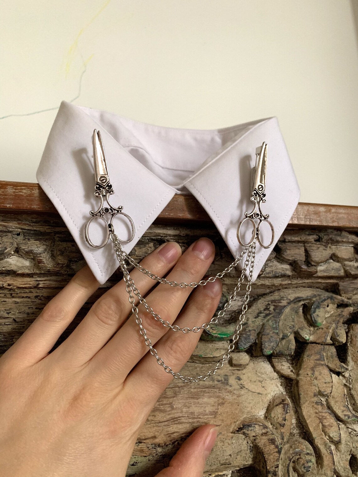 Victorian Scissors Collar Brooch in Silver Color Collar Pin | Etsy