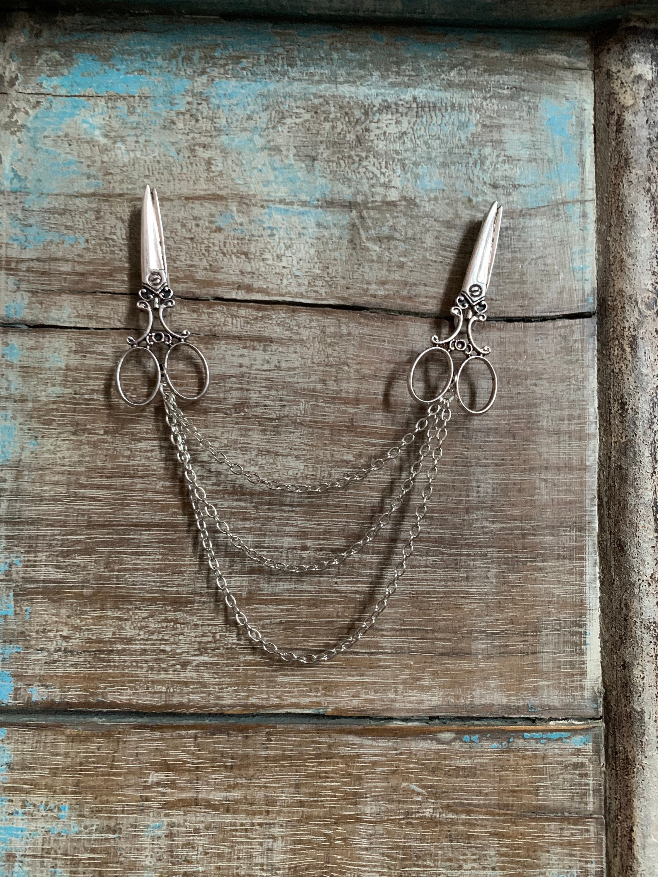 Victorian Scissors Collar Brooch in Silver Color Collar Pin | Etsy