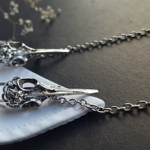 Vintage Style Collar Brooch Bird Skull Raven in Antique Silver Color - Etsy