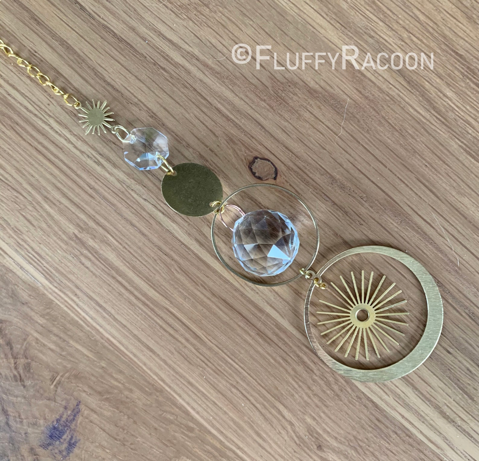 Handmade Crystal Suncatcher, Sun Symbol, Golden Celestial Light, Home ...