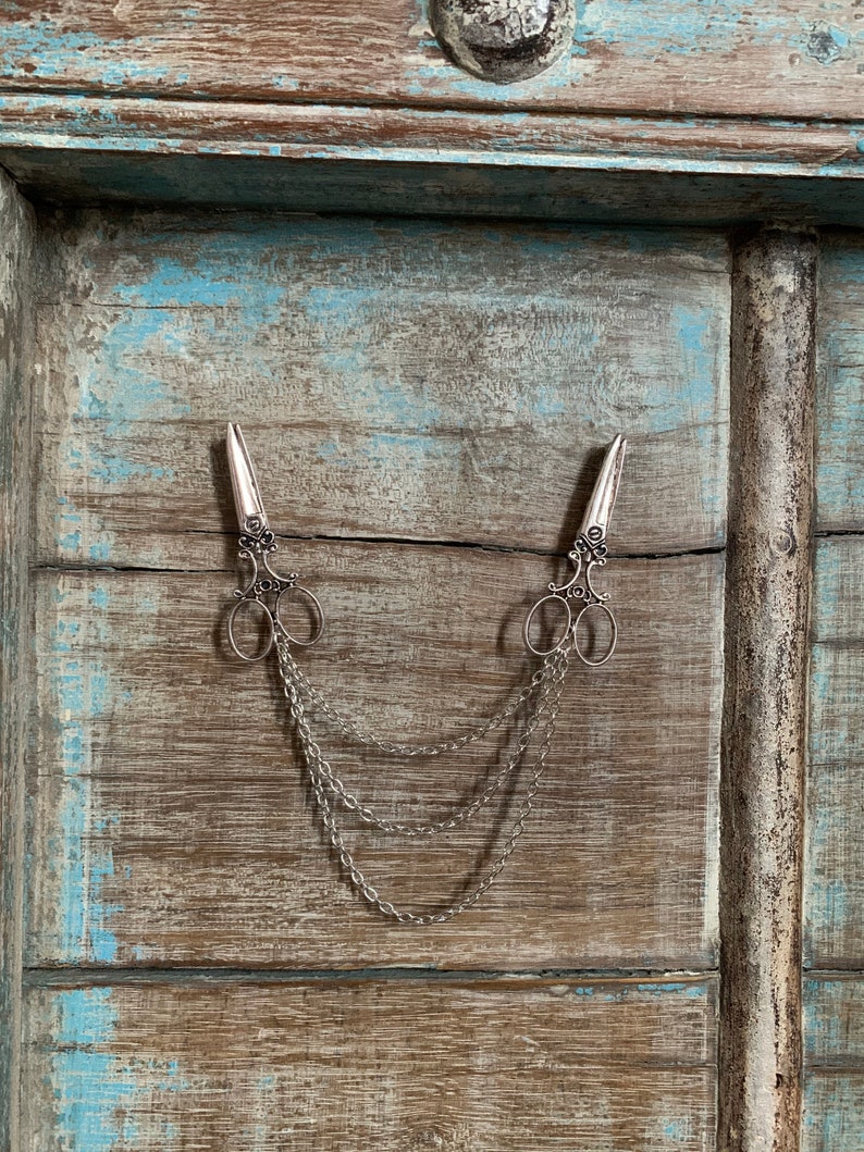 Victorian Scissors Collar Brooch in Silver Color Collar Pin | Etsy