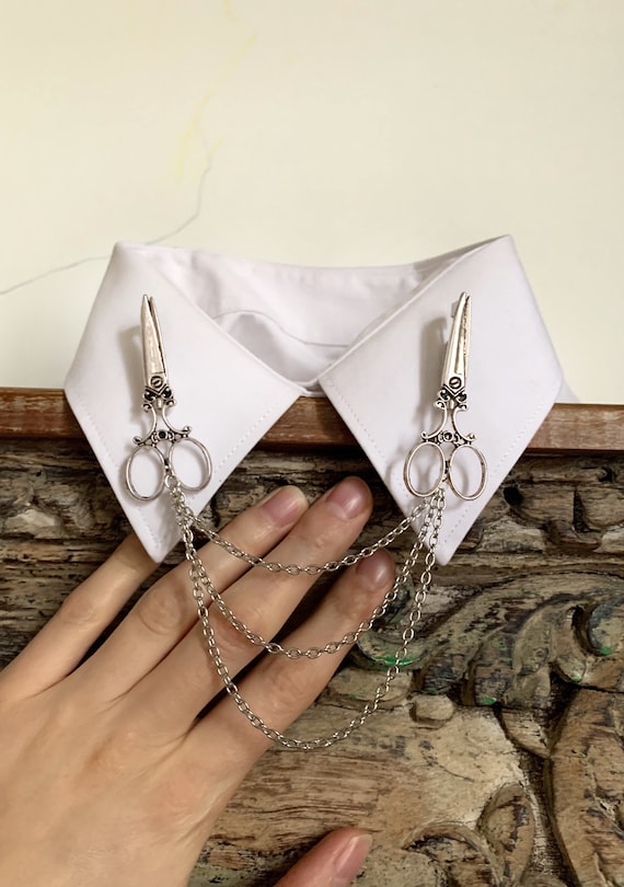 Victorian Scissors Collar Brooch in Silver Color Collar Pin | Etsy