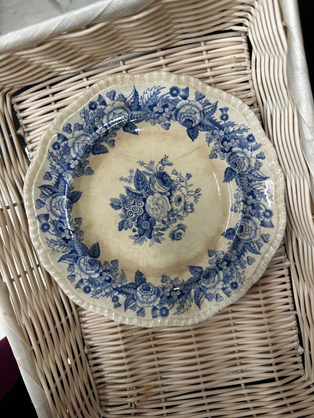 Spode Imperial Dining Plate With Blue Roses 1825 Antique Collection ...
