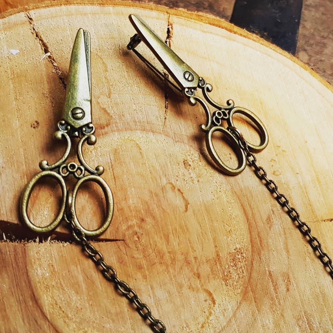 Scissors collar brooch lapel pin collarette collar chain | Etsy