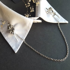 Vintage Style Collar Brooch Bird Skull Raven in Antique Silver Color - Etsy