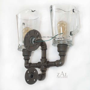 Wall Light. Twin Glass Beer Pitcher Sconce. Edison Bulbs. - Etsy