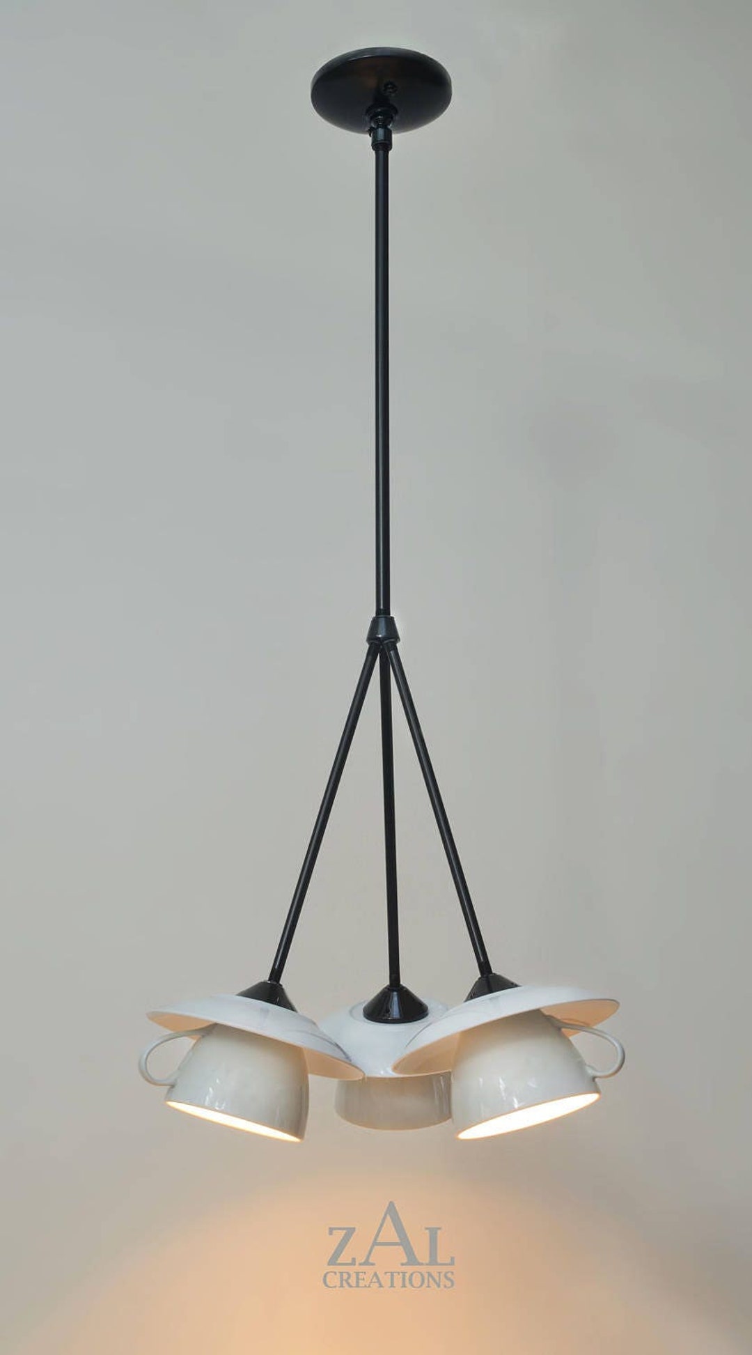 Chandelier Pendant Light. Coffee Cup. Mug. Teacup. Ceiling Light. 3 Arm ...