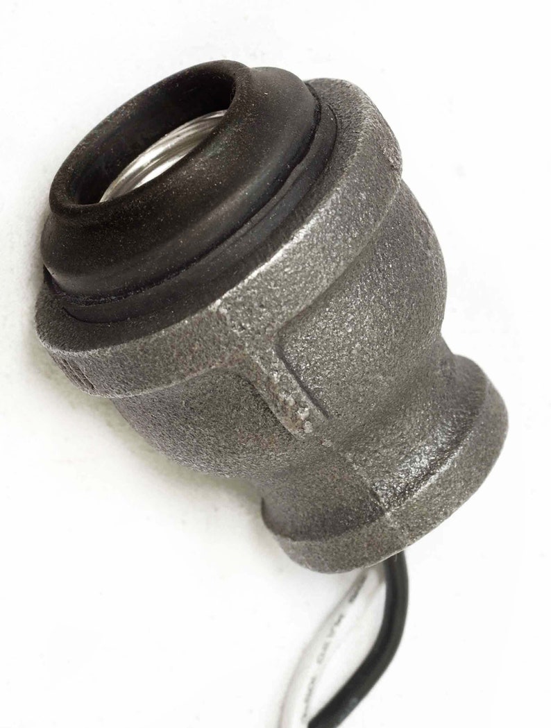 Steampunk Lampholder Black Iron Pipe Lamp Socket With Wire - Etsy