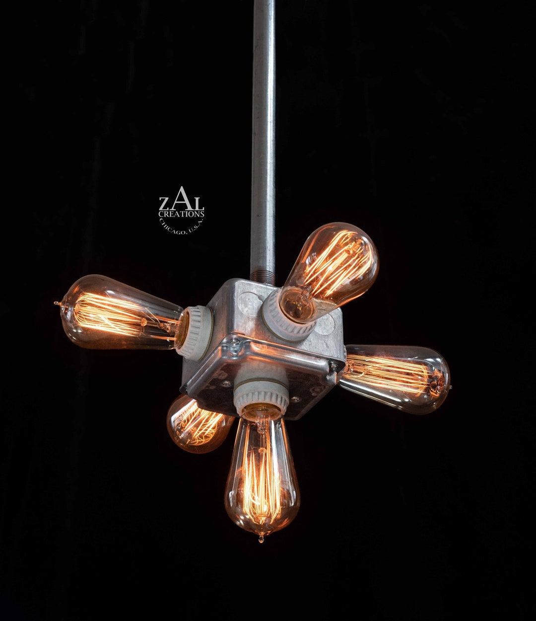 Ceiling Light Galvanized Head. 5 Socket / Lamp Holder Cluster. Conduit ...